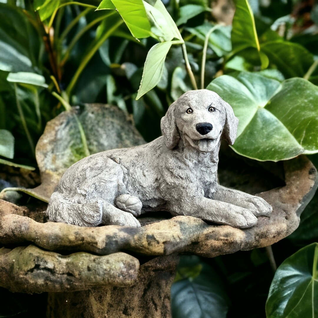 Cement Labrador Figure Concrete Garden Dog Memorial Statue Stone Pet ...