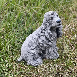 Garden Cocker Spaniel Dog Figure Cement Pet Miniature Concrete Gift for ...