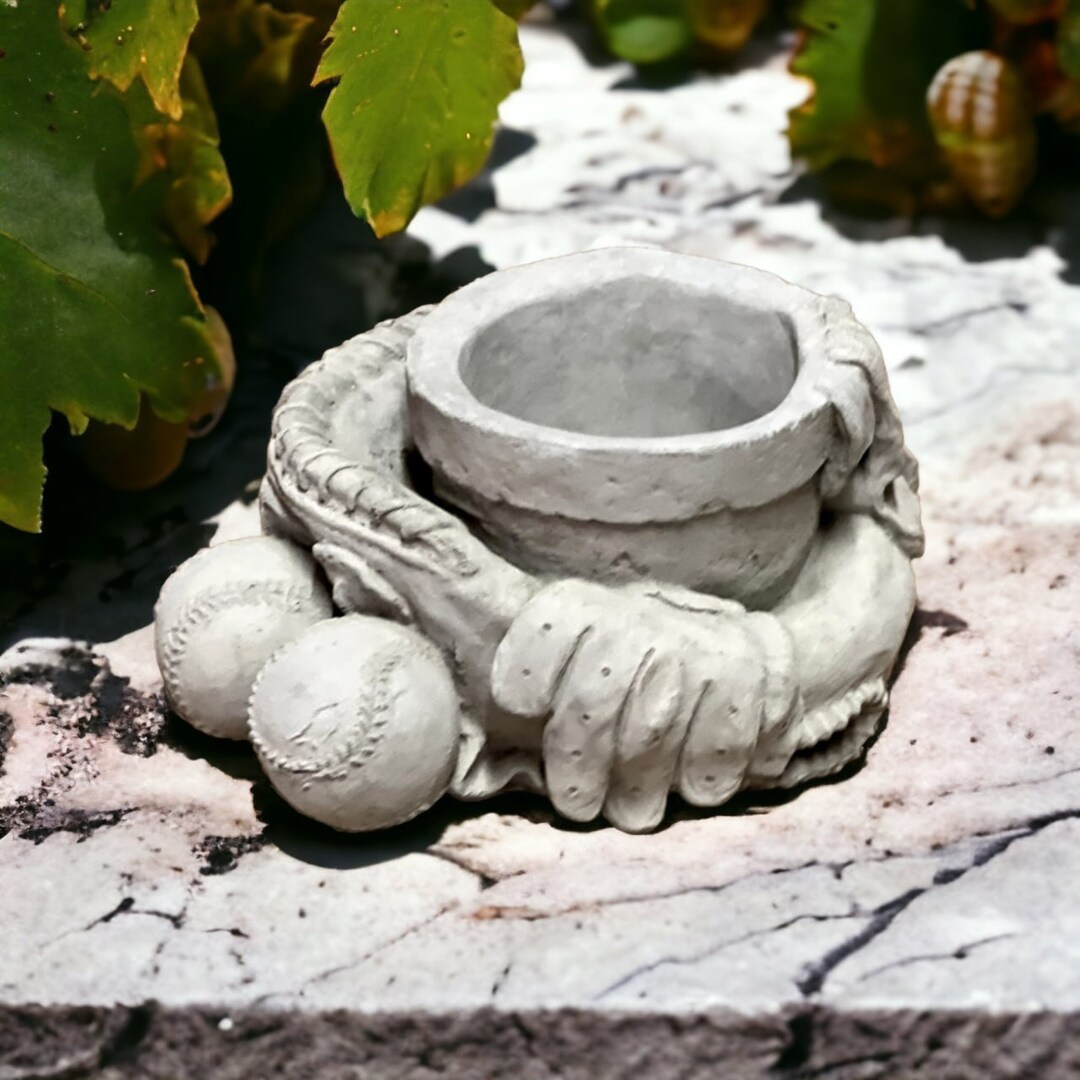 Baseball Flowers Pot Statue Concrete Planter Sculpture Outdoor Baseball ...