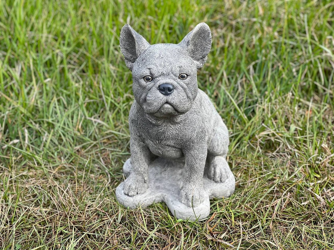 Solid French Bulldog Statue Concrete Dog Memorial for Garden Ornament ...