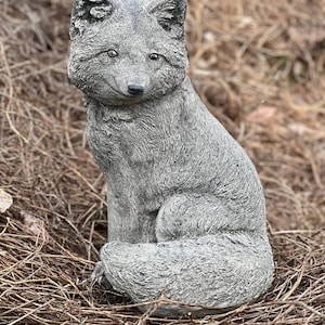 Sitting Fox Stone Statue Cement Realistic Fox Wild Animal Figurine ...