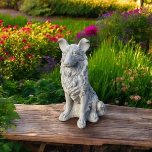Concrete Sheltie Statue Massive Stone Dog Figure Outdoor Sheltie ...