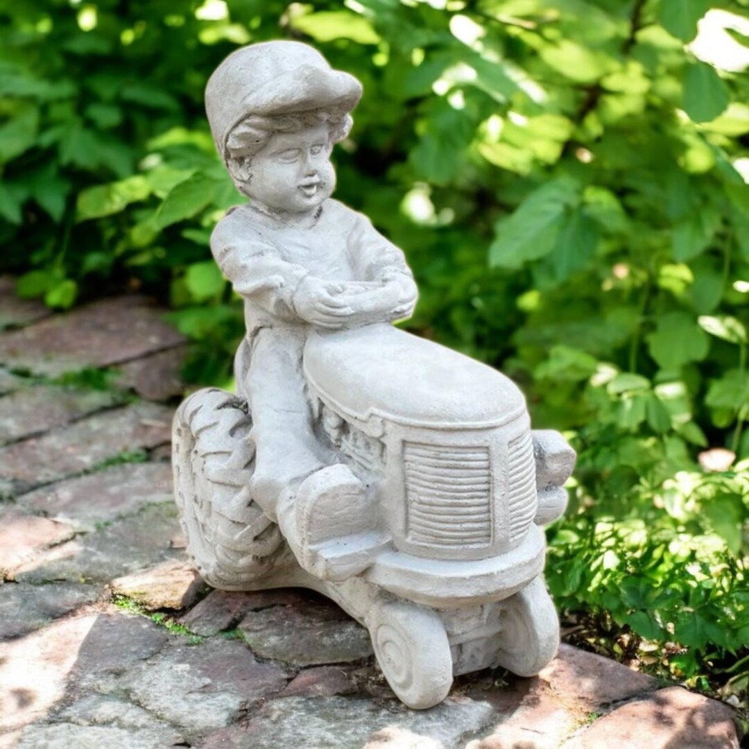 Stone Boy Sculpture Farm Boy Figure Concrete Child Statue Boy on ...