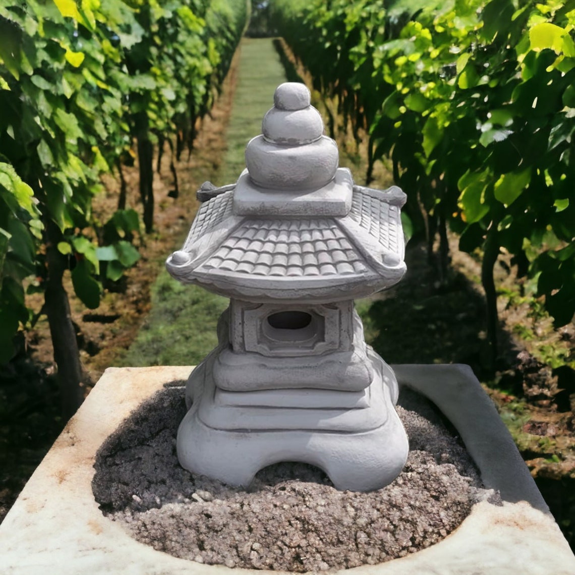 Lantern Statue Concrete Pagoda Figure Garden Decoration Backyard or ...