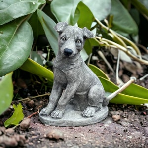 Stone Jack Russell Terrier Dog Statue Cement Painted Sitting Puppy ...