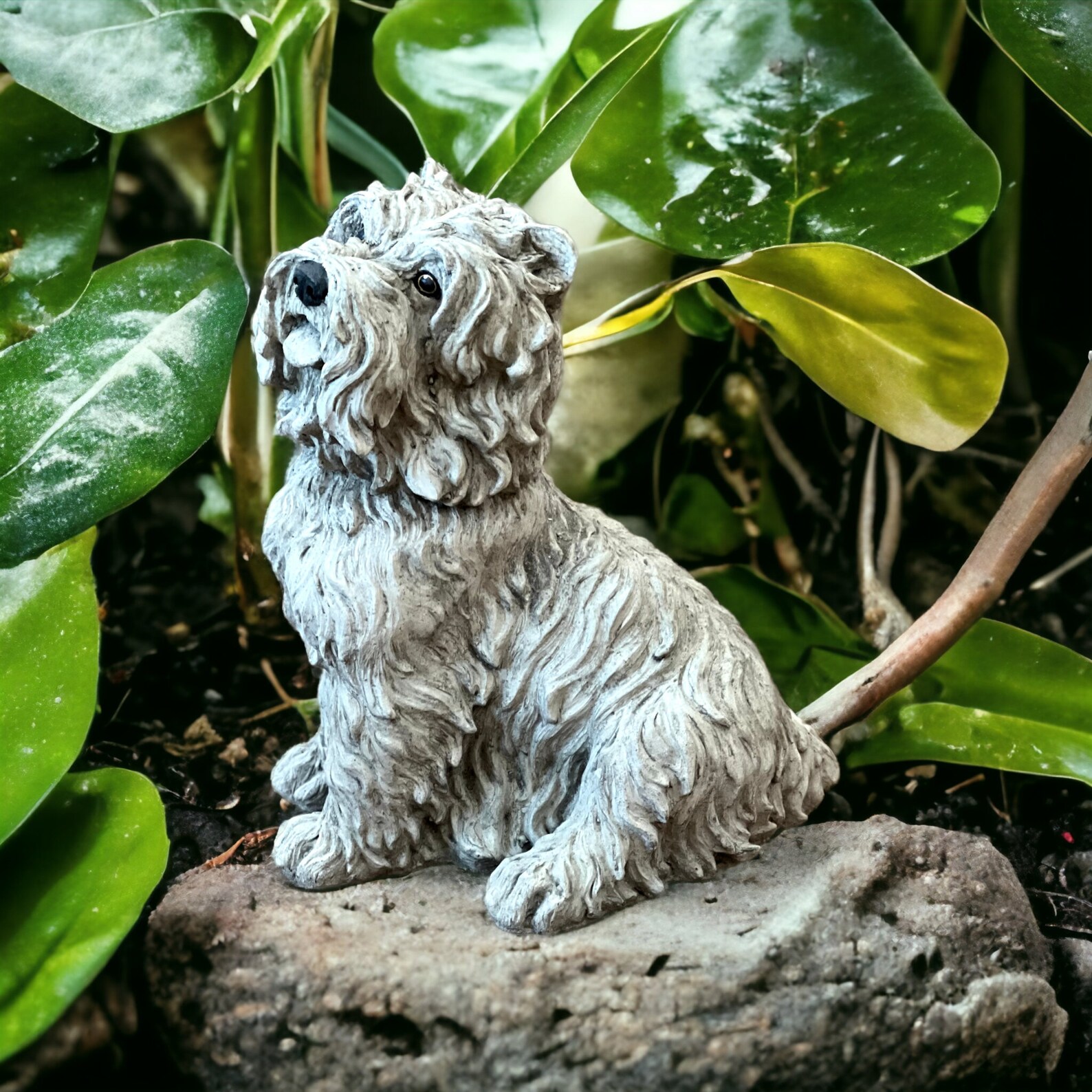 Realistic Maltese Dog Sculpture Concrete Backyard Pet Memorial Figurine ...