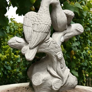 Cement Love Doves on Stump Sculpture Detailed Two Birds Garden Figure ...