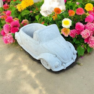 Outdoor Truck Planter Statue Concrete Flowers Pot Car Sculpture Garden ...