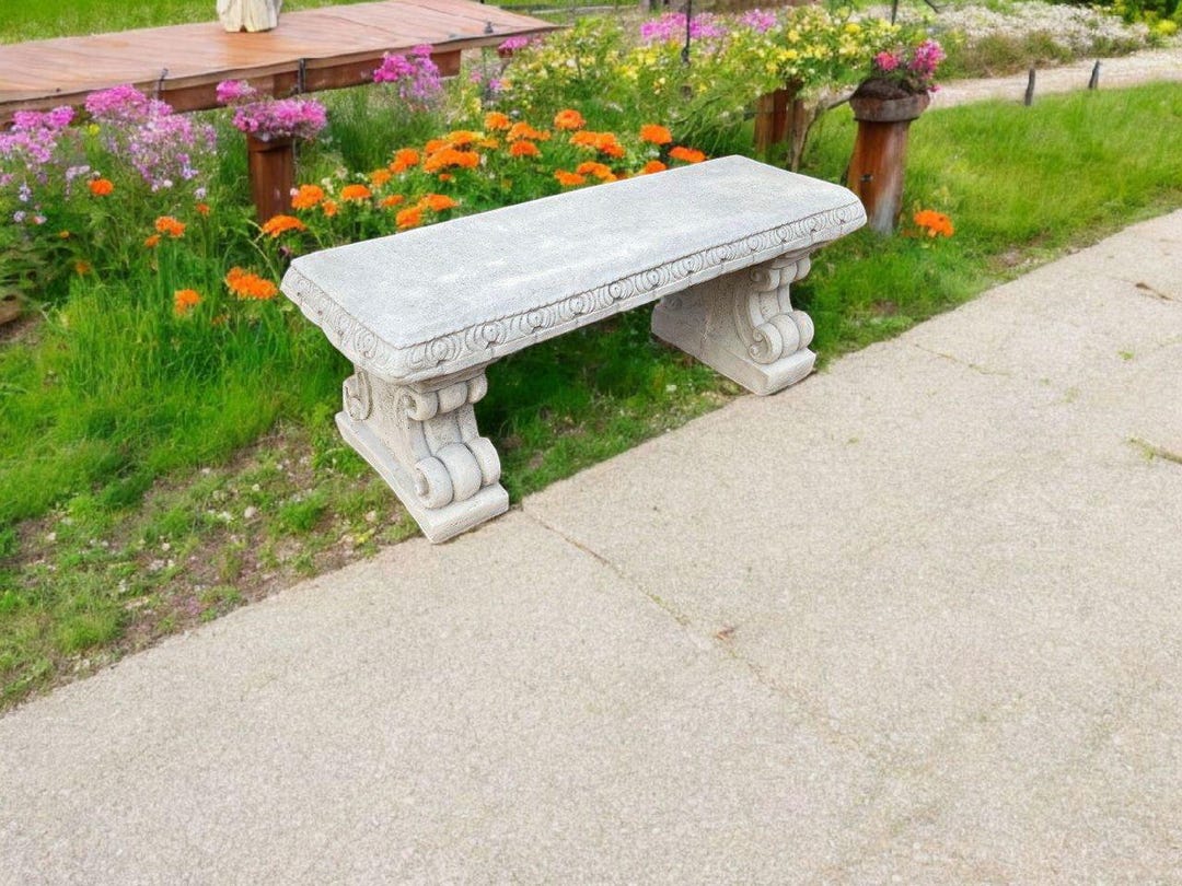 Outdoor Bench Figure Garden Stone Art Concrete Bench Yard Decoration ...