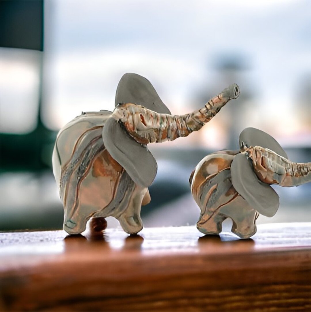 Ceramic Elephant Statue Vintage Decor Figure Statuette Animal Miniature ...