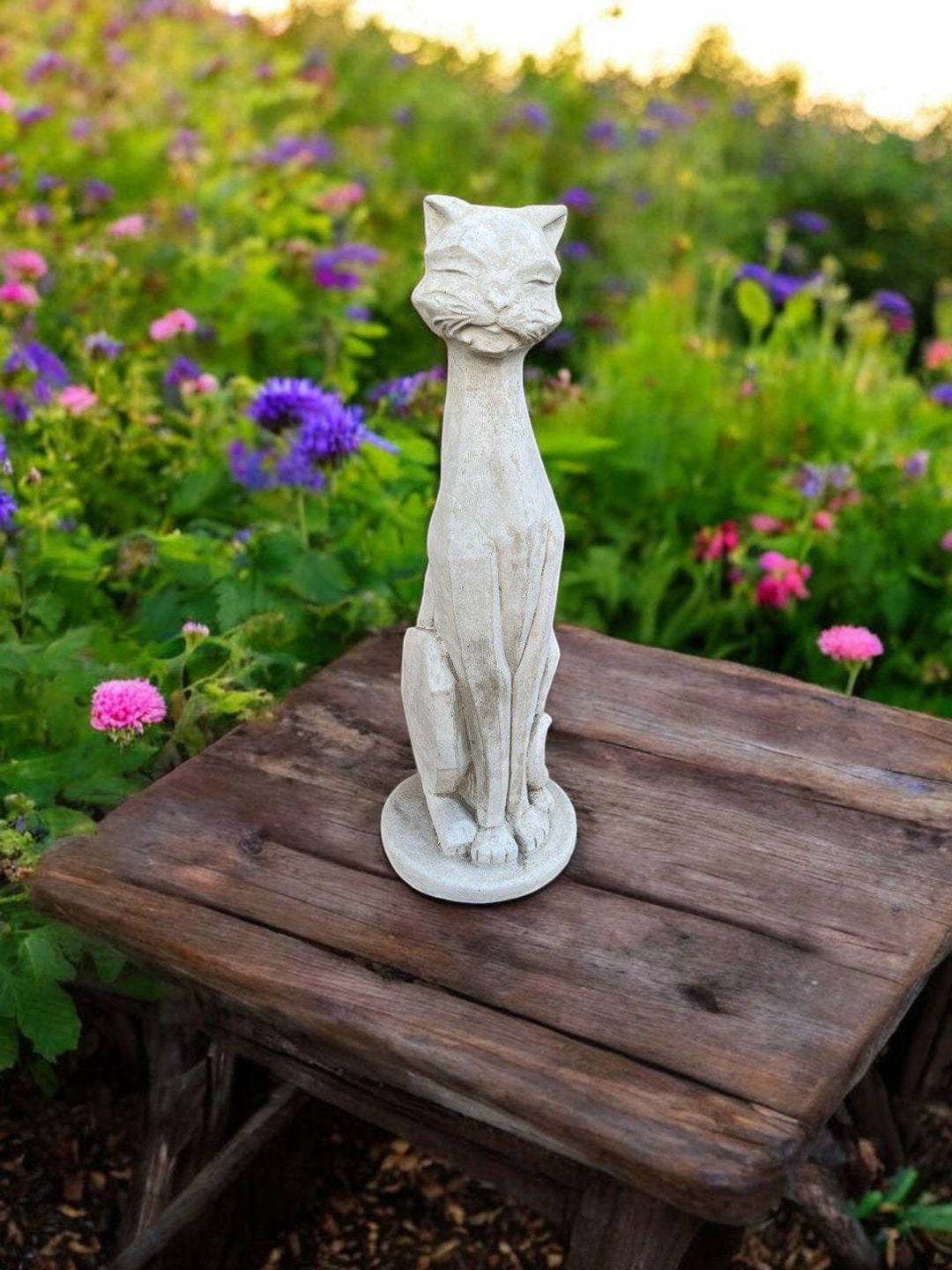 Concrete Cat Aristocrat Garden Figure Tall Cat Sculpture Cat Owner Gift ...