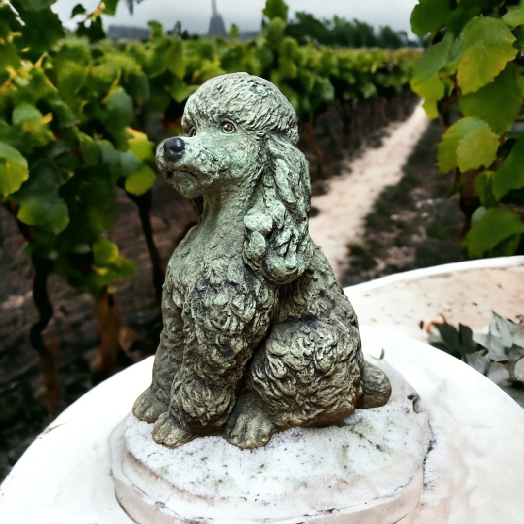 Detailed Poodle Small Statue Concrete Dog Memorial Figurine Stone Pet ...