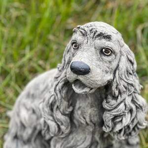 Garden Cocker Spaniel Dog Figure Cement Pet Miniature Concrete Gift for ...