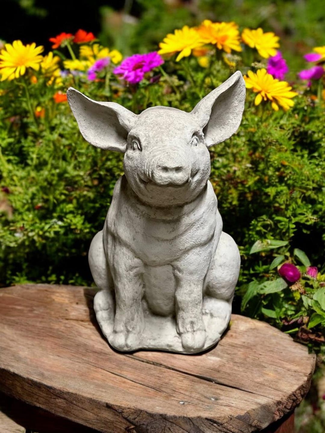 Garden Sitting Wilbur Figure Realistic Farm Pig Figurine Stone Pig ...