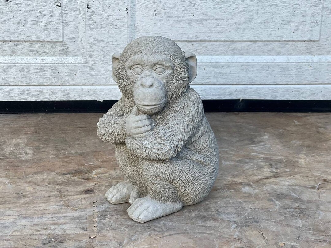 Concrete Chimpanzee Statue Sitting Monkey Figurine Wild Tropical ...