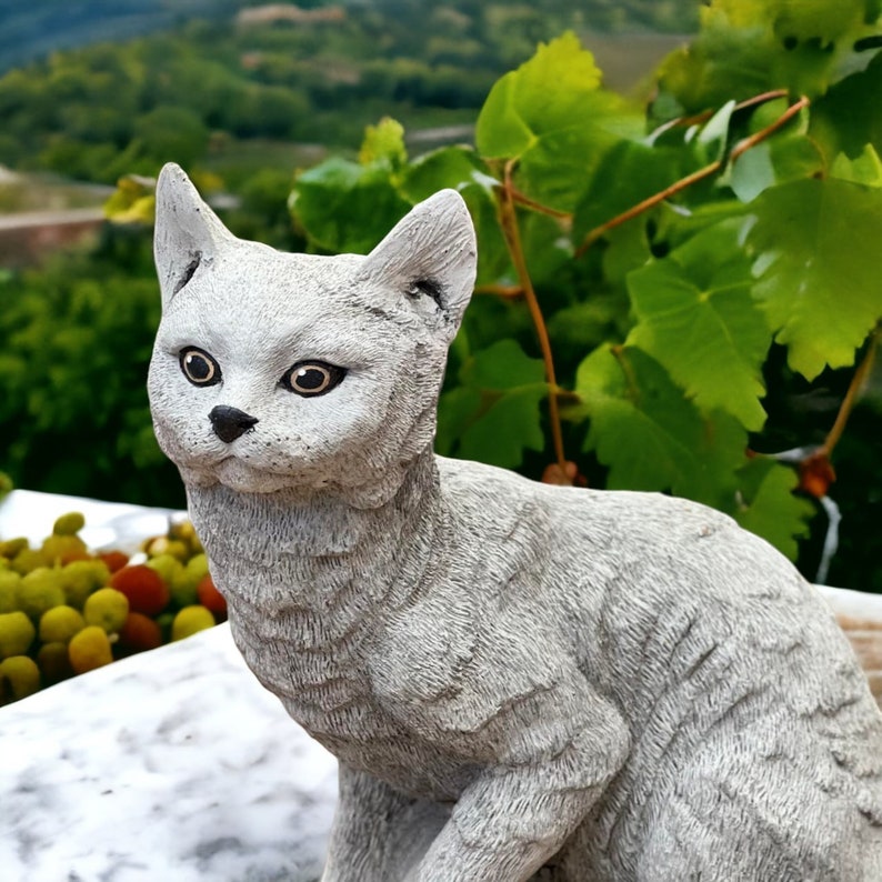 Life Size Cat With Ball Statue Sitting Playing Cat Sculpture Detailed ...