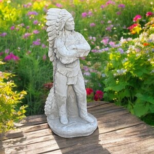 Massive Standing Man Statue Concrete Large Indian Chief Sculpture ...