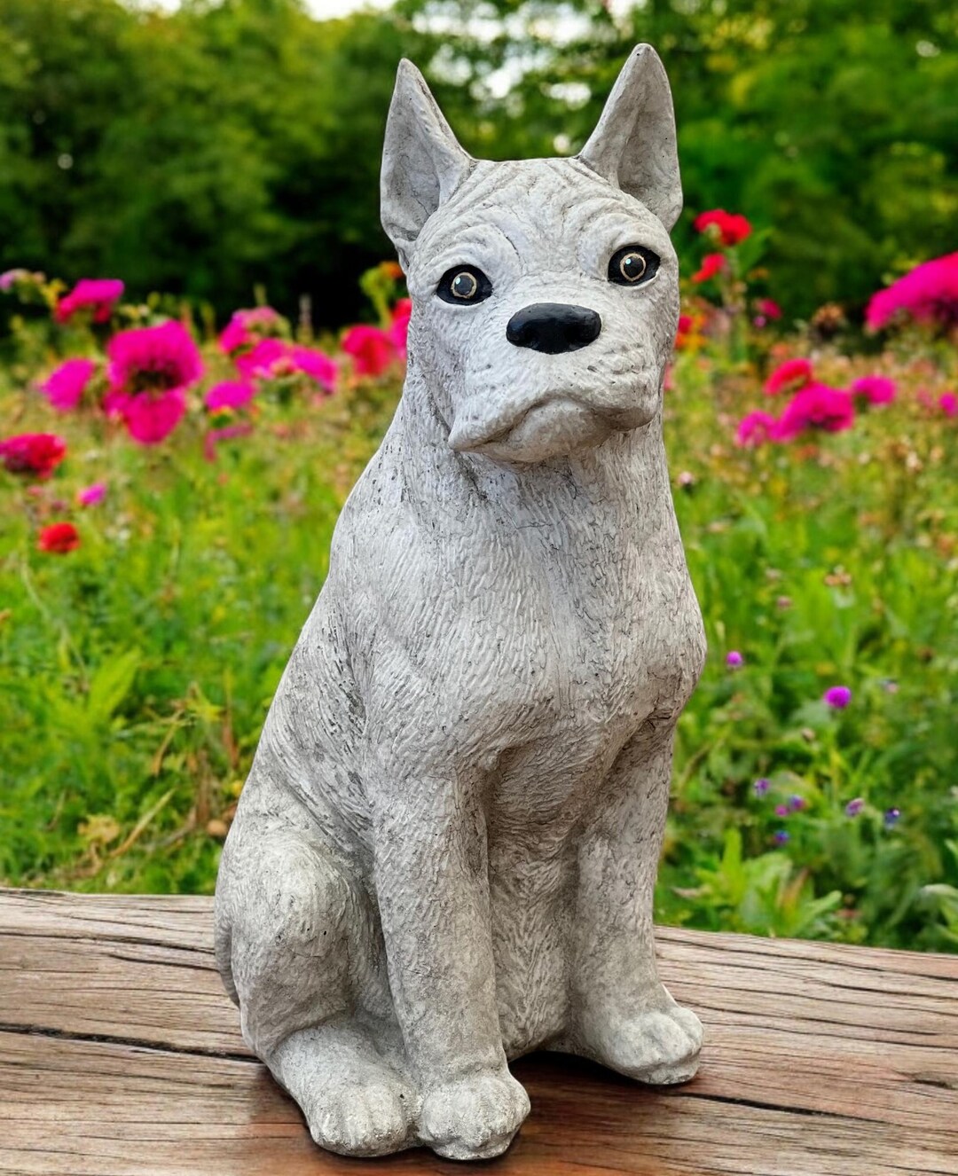 Yard Boxer Dog Statue Sitting Boxer Puppy Figure Stone Boxer Sculpture ...