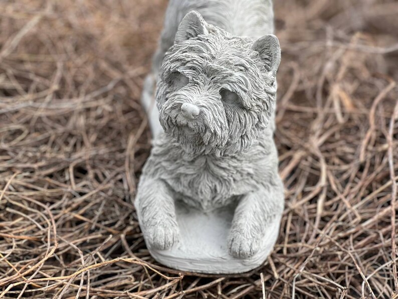 Crouching Terrier Statue Concrete Memorial Dog Sculpture Garden ...