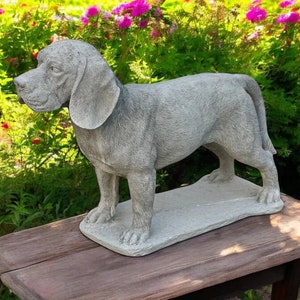Standing Beagle Dog on Base Figure Massive Cement Pet Sculpture Large ...