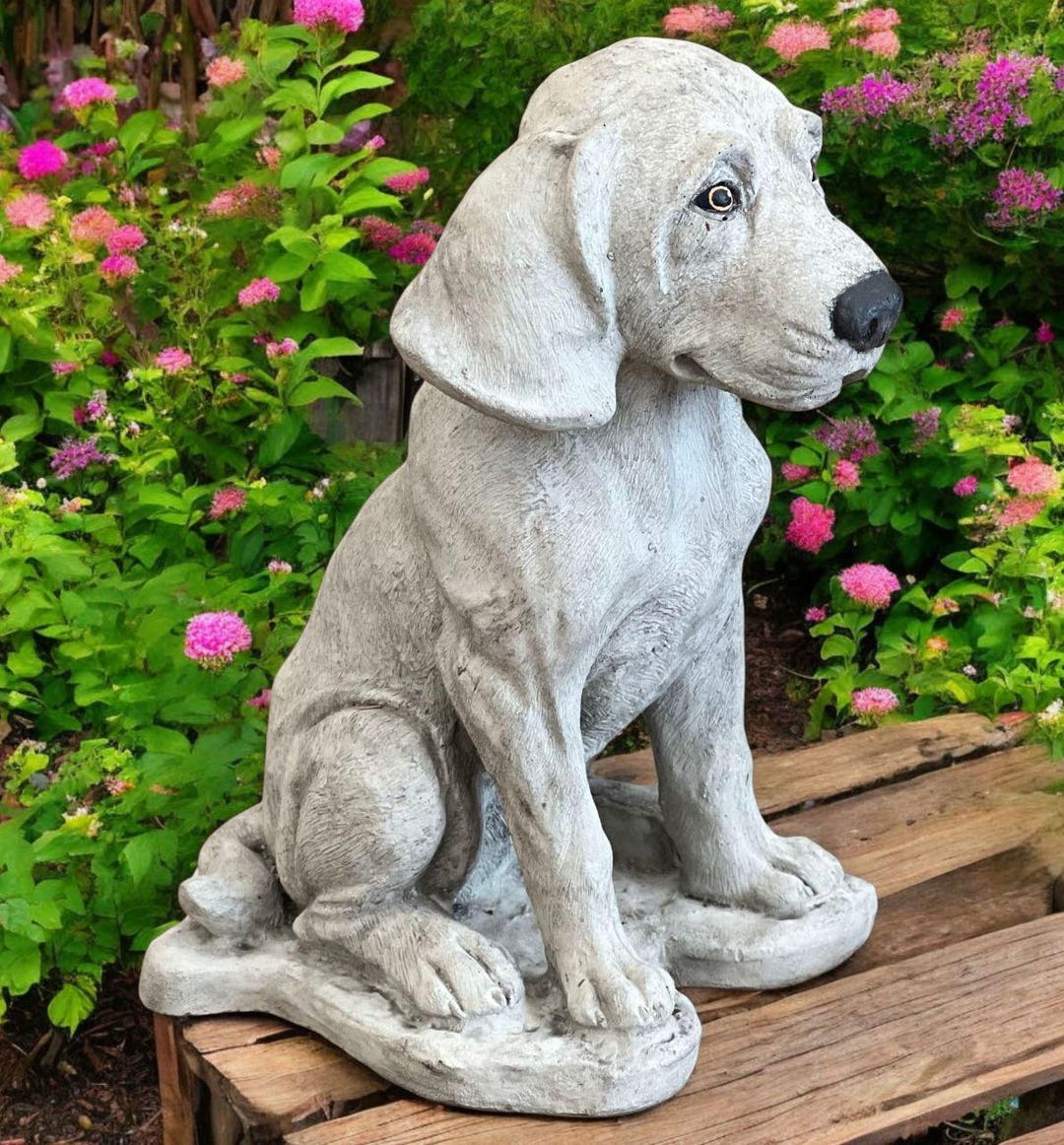 Sitting Beagle Dog Concrete Pet Decor Beagle Dog Breed Dog Loss Statue ...