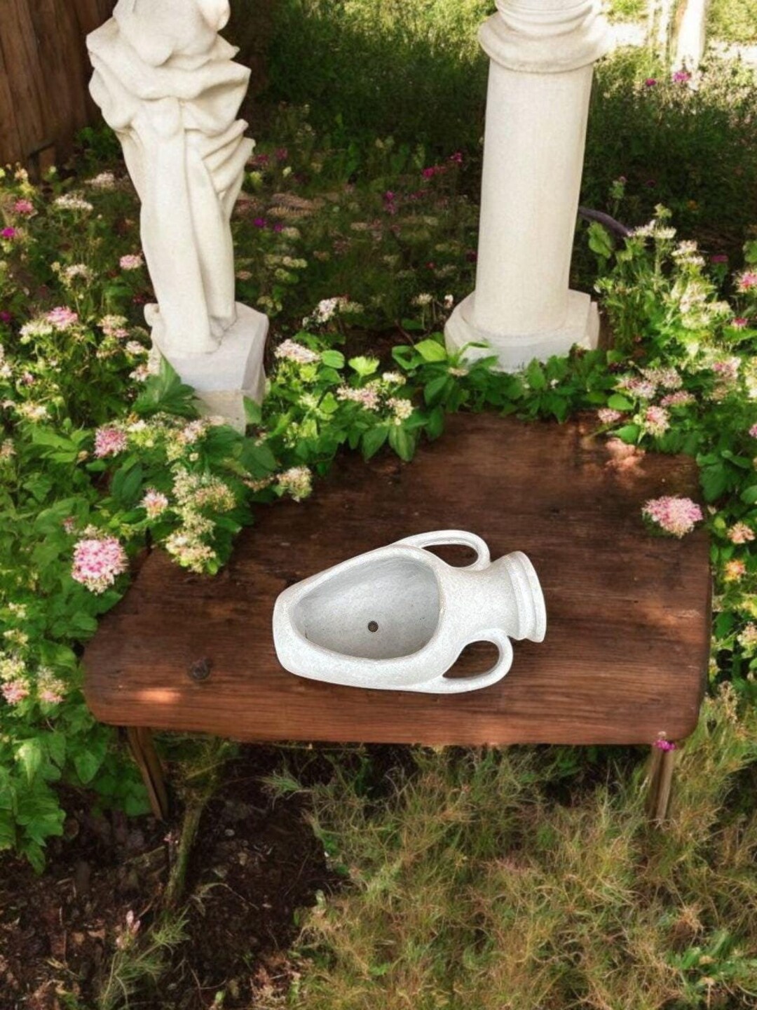 Concrete Amphora Flower Pot Garden Decoration Stone Planter Greek Decor ...