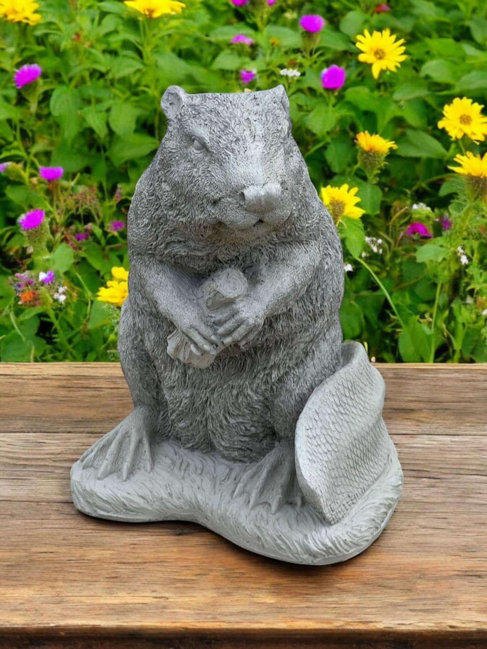 Concrete Standing Beaver Outdoor Animal Figurine Beaver Statue Wild ...