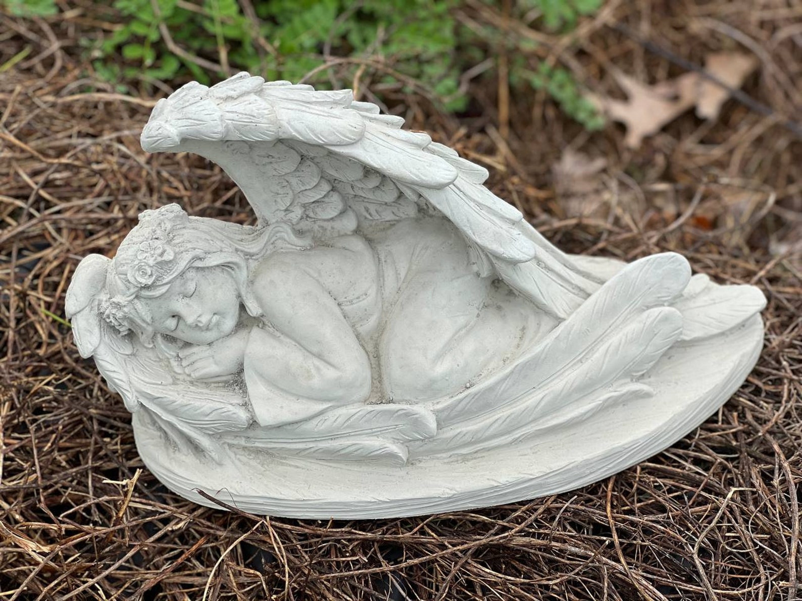 Sleeping Angel Sculpture Cement Angel Garden Decoration Concrete Girl ...