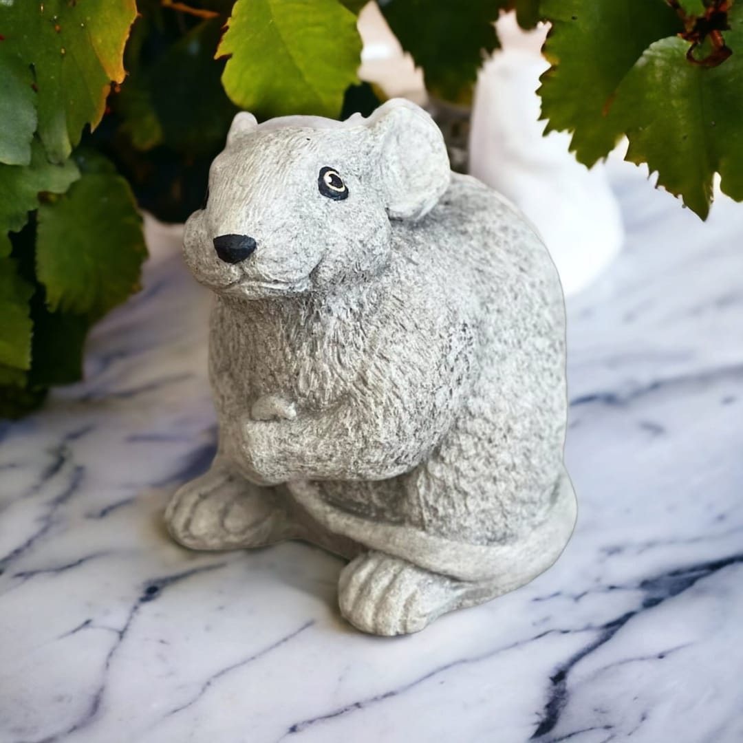 Cement Mini Mouse Figurine Outdoor Mouse Miniature Stone Statue Garden ...