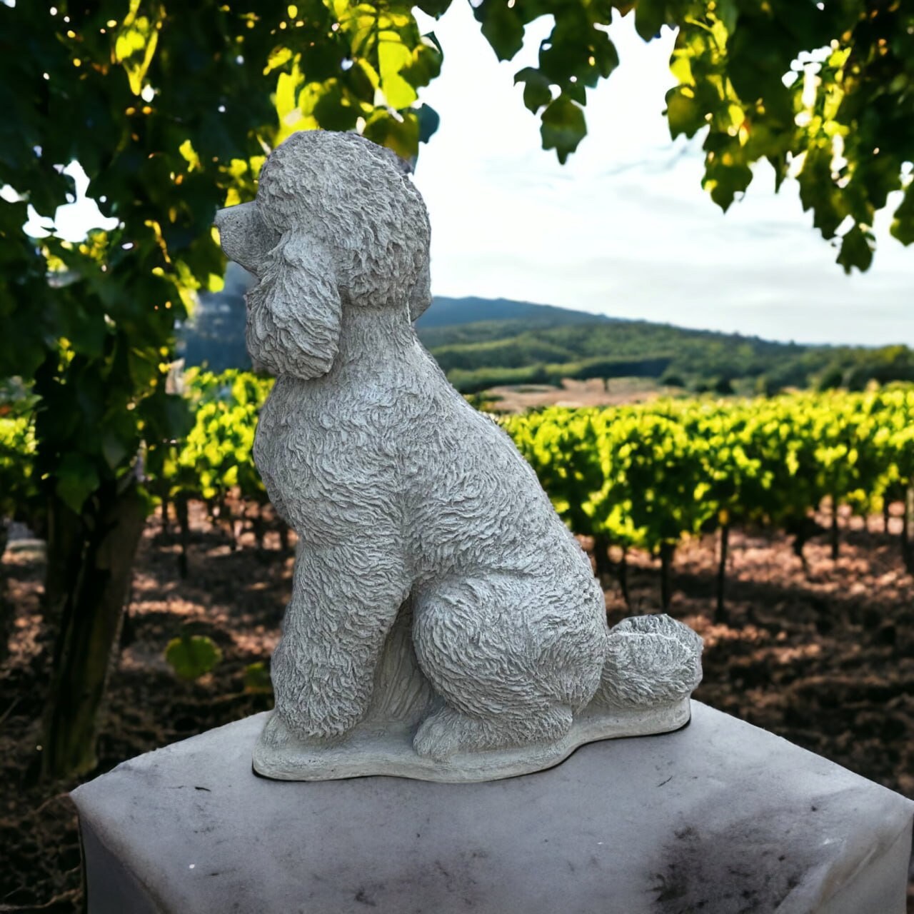 Life Size Poodle Statue Concrete Dog Memorial for Garden Yard Poodle ...