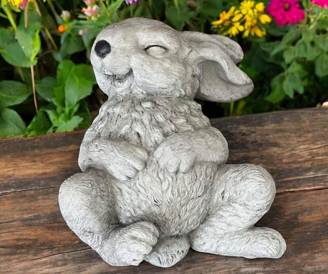 Easter Laying Rabbit Sculpture Garden Wild Bunny Statue Concrete Rustic ...