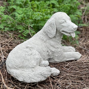 Garden Hairy Dog Statue Pet Memorial Figurine Laying Labrador Dog ...