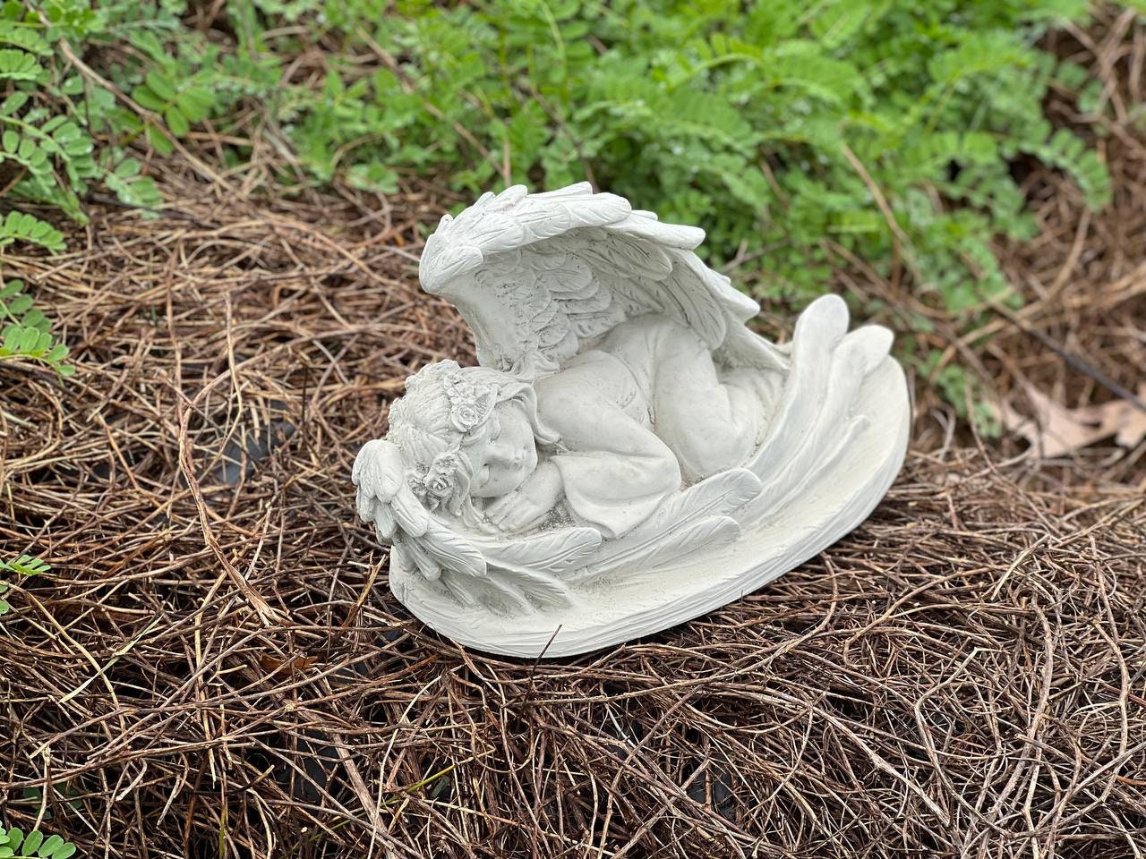 Sleeping Angel Sculpture Cement Angel Garden Decoration Concrete Girl ...