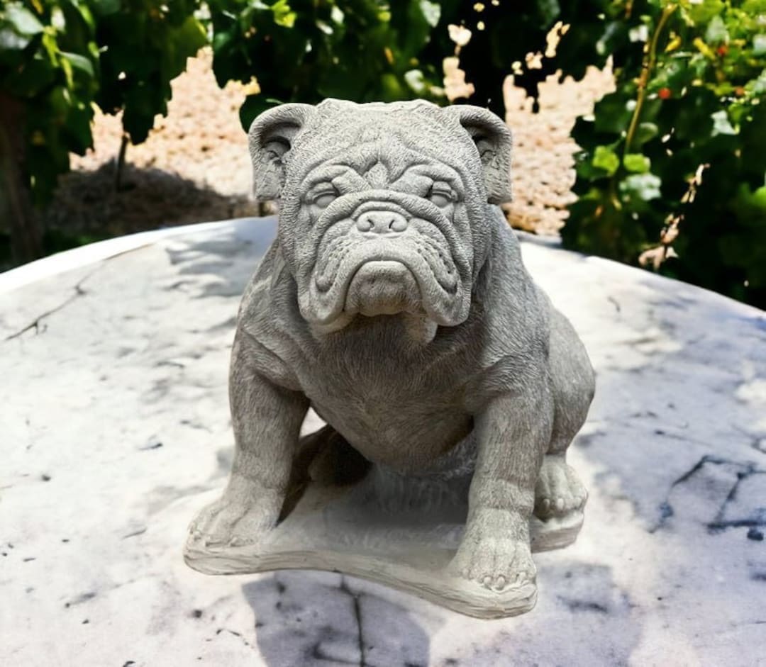 Large Bulldog Garden Statue Massive Sitting Dog Sculpture Concrete ...