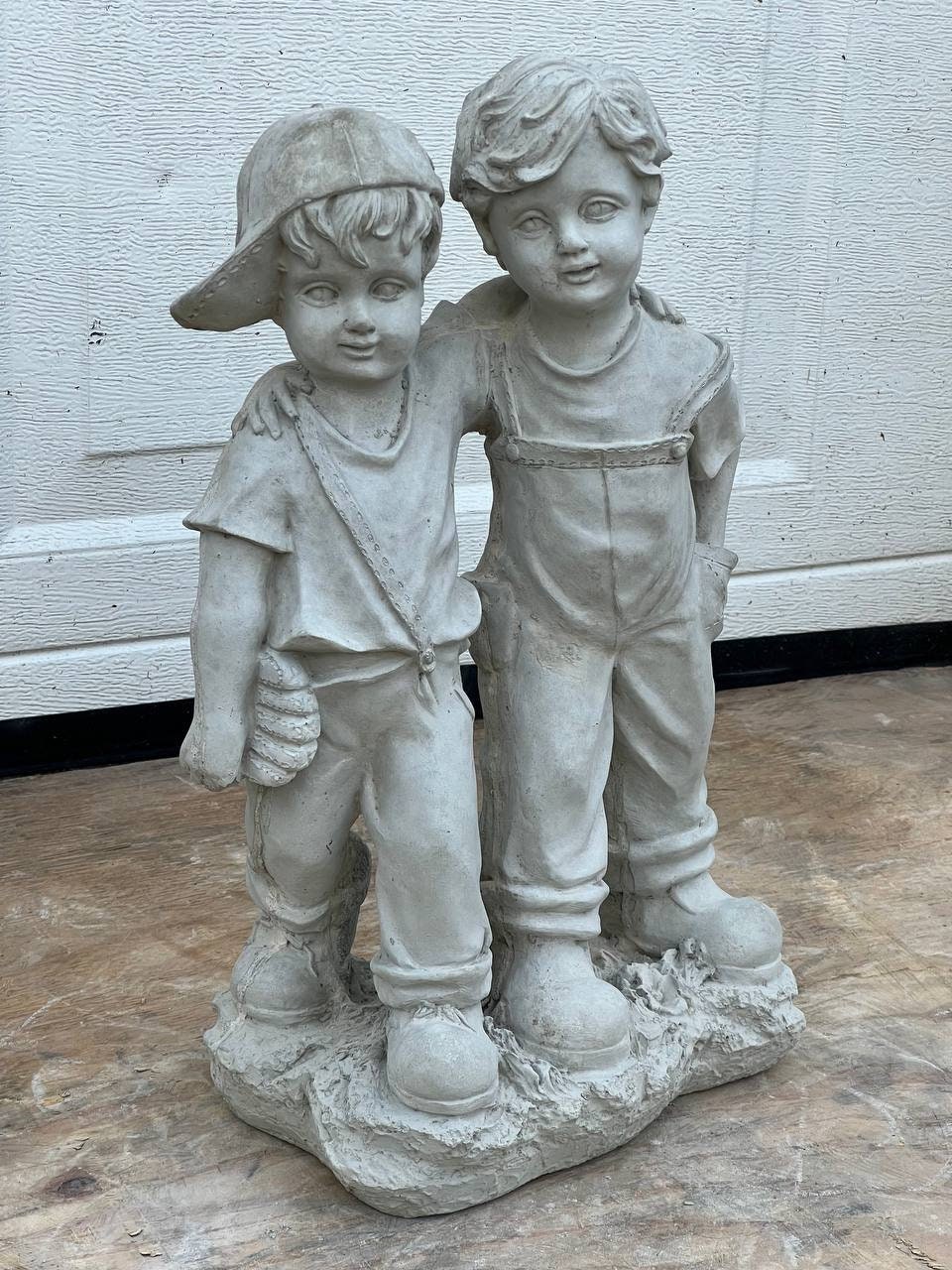 Standing Two Boys With Baseball Statue Concrete Boys on Base Playing ...