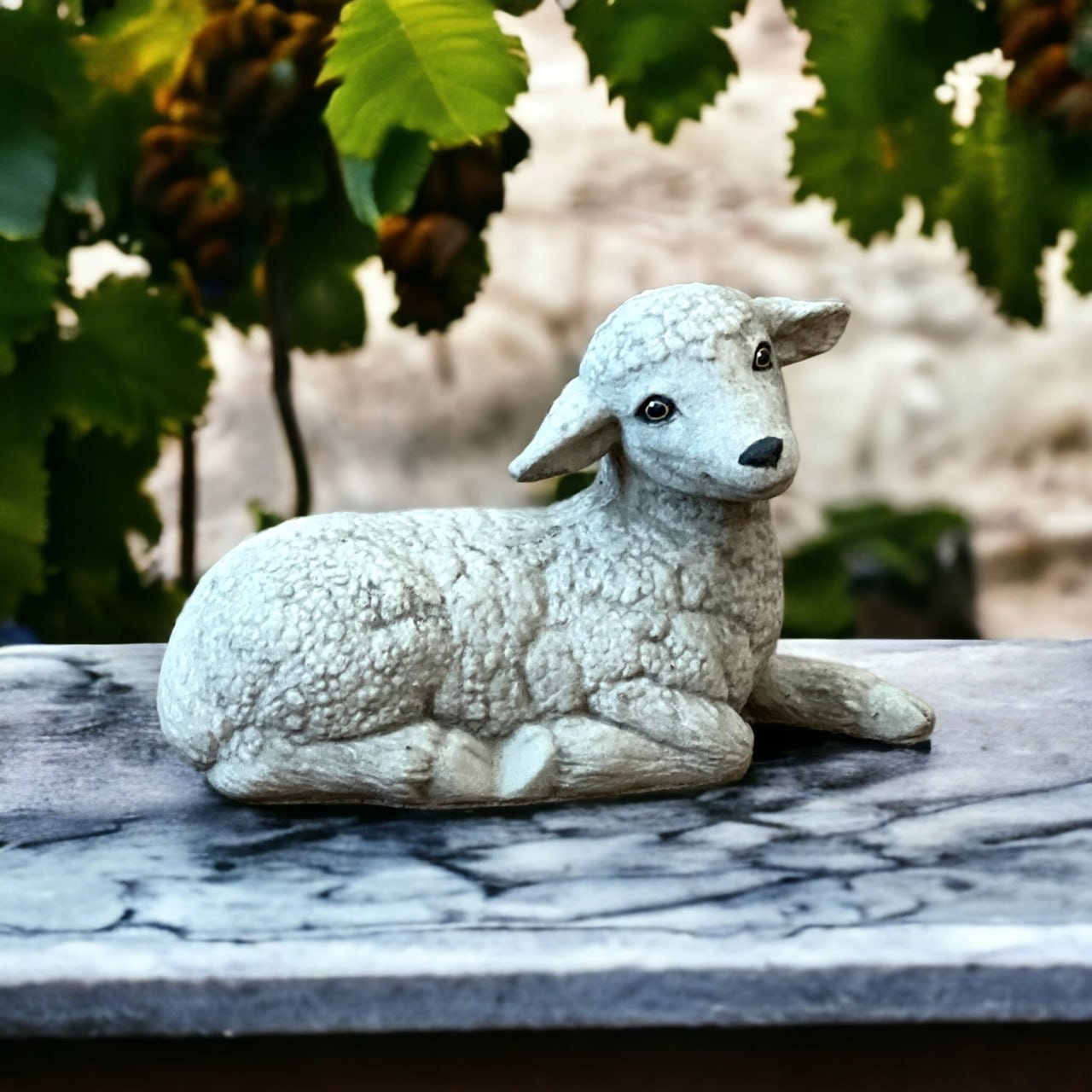 Concrete Lamb Outdoor Sculpture Realistic Farm Animal Figurine Stone ...