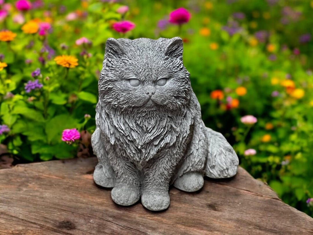 Concrete Himalayan Cat Statue Outdoor Sitting Pet Sculpture Garden Cat ...