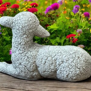 Farm Lamb Sculpture Realistic Laying Sheep Figurine Stone Farm Animal ...