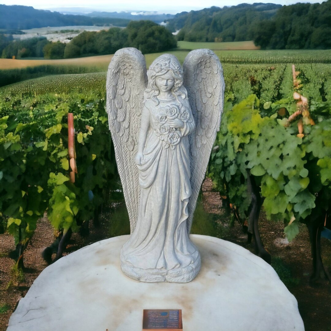Standing Tall Angel With Flowers Figure Garden Religious Girl ...
