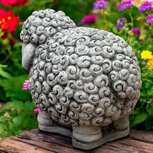 Concrete Sheep Sculpture Detailed Lamb Statue Garden Decor Farm Animal ...