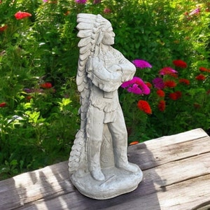 Massive Standing Man Statue Concrete Large Indian Chief Sculpture ...