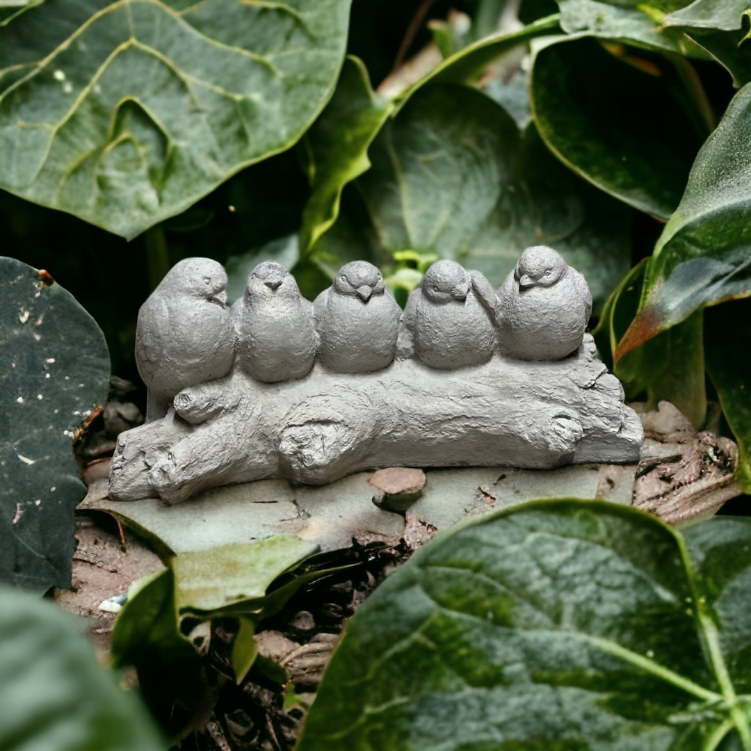 Concrete Five Birds on Branch Statue Cement Realistic Cardinals ...