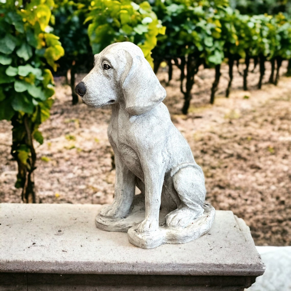 Garden Beagle Outdoor Sculpture Concrete Sitting Dog Figure Pet ...