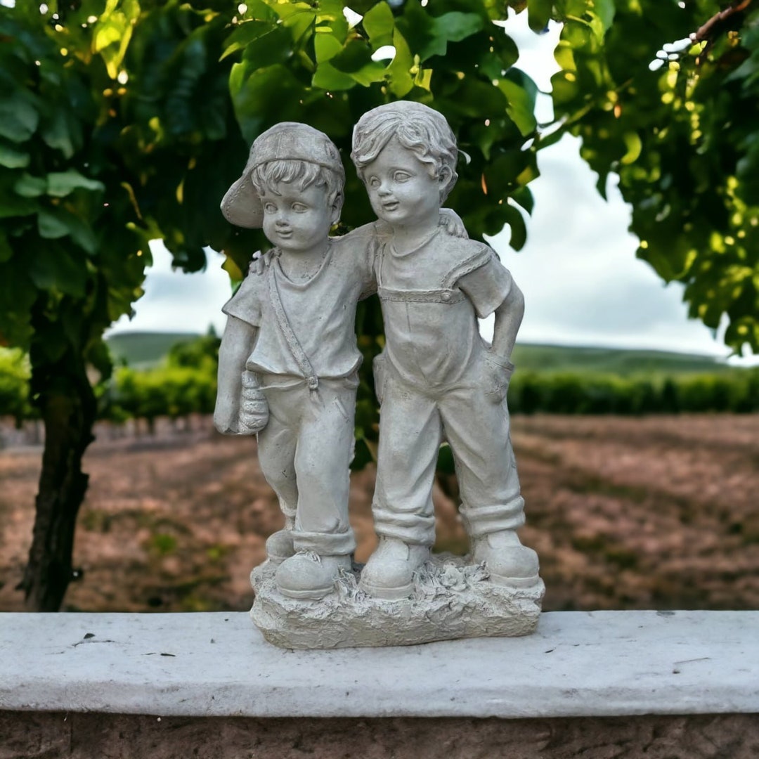 Baseball Two Boys Concrete Figure Cement Two Kids Playing Baseball ...