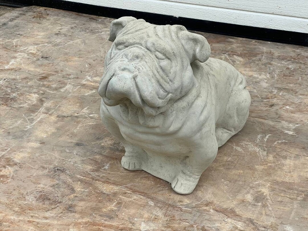 Massive Bulldog Cement Statue Large Pet Memorial Stone Garden ...