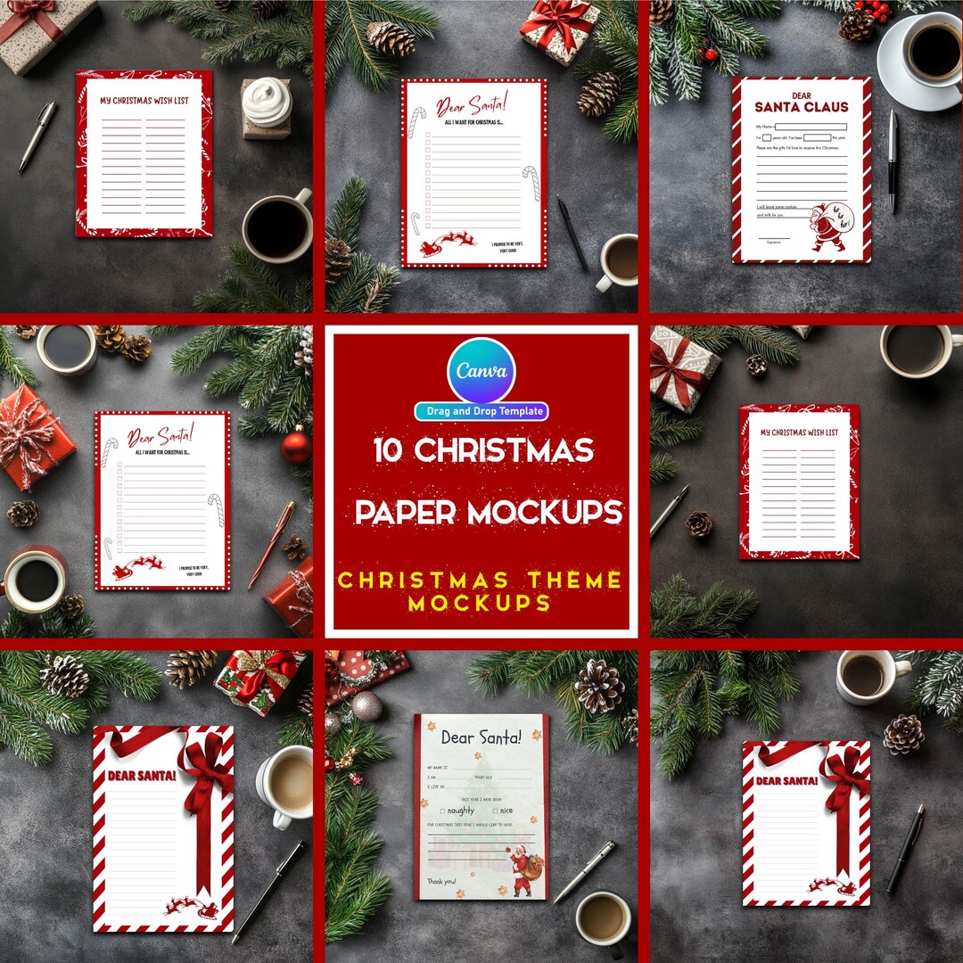 Christmas Paper Mockup Drag and Drop Canva Child Holding Santa Letter ...