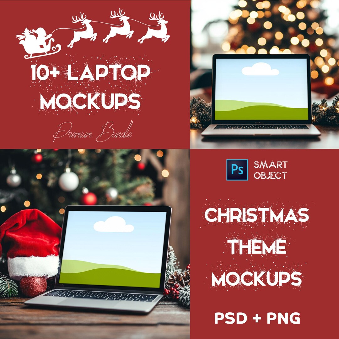Christmas Laptop Mockup, Christmas Digital Products Mockups, Planner ...