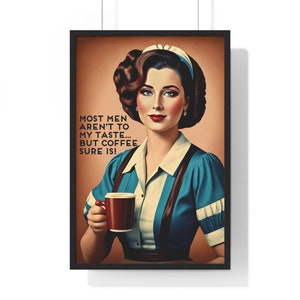 Vintage Woman Drinking Coffee, Retro, Housewife, Funny Quote, Instant ...
