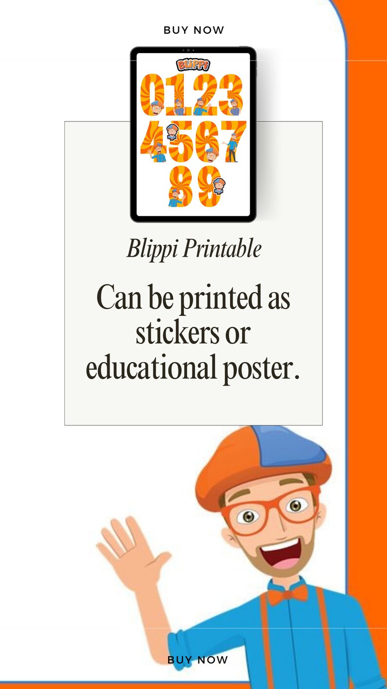 Blippi Printable Sticker Numbers or Poster - Etsy