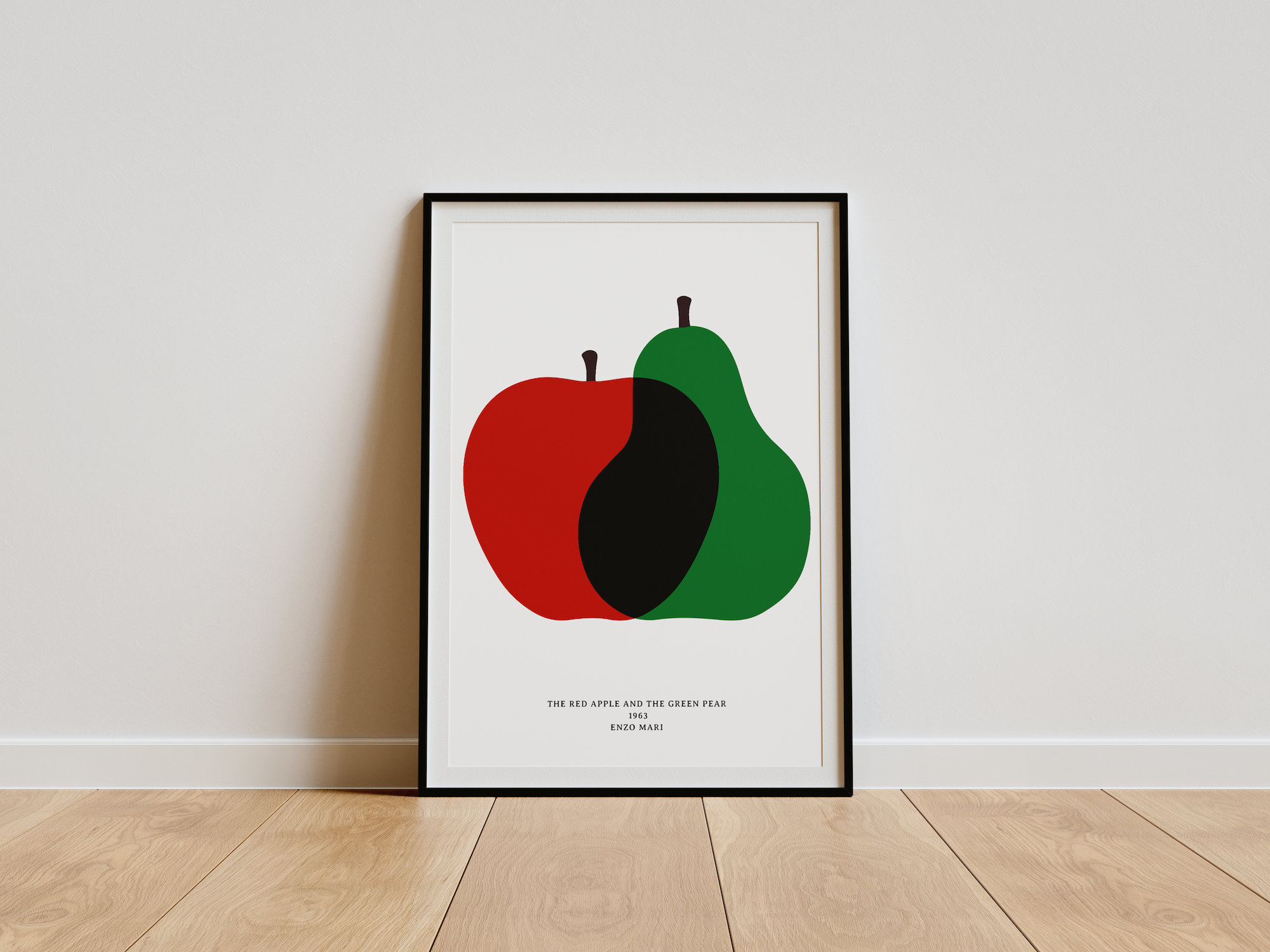 Enzo Mari Red Apple Green Pear Poster, Danish Modern Art for Kitchen ...